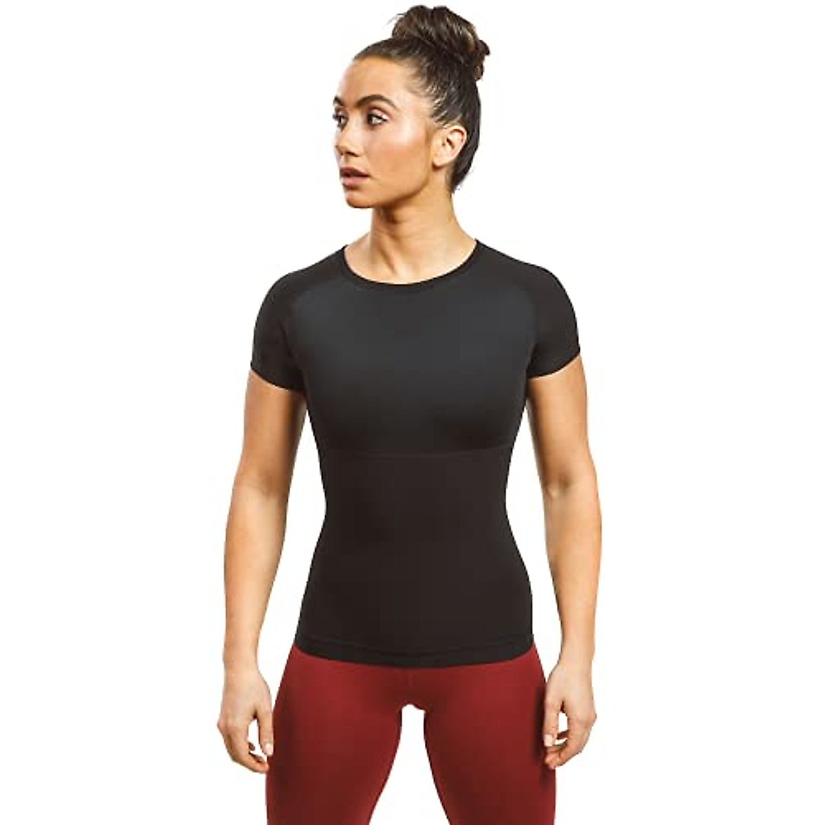 Sweat Shaper Women's Athletic Tee, Short Sleeve High-Performance Compression T-Shirt, Performance Baselayer Workout Shirt (Black, 3X-Large)
