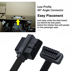 DCHAV 16 Pin OBD2 Splitter Extension Cable OBD Adapter Extender Cord Flat Ribbon OBDII Male to 2 Female Right Angle ODB II Harness 2ft for Auto Car Diagnostic Scan Tool GPS Bluetooth Reader