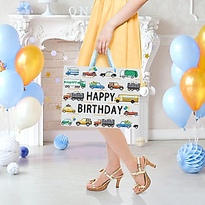 13" Large Car Happy Birthday Gift Bag for Baby Boy Kids with Tissue Paper and Card (Vehicle)