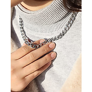 Waitsoul 925 Sterling Silver Cuban Chain Lobster Clasp 8mm Silver Cuban Link Curb Chain Necklace for Men Women Diamond Cut 20 Inches