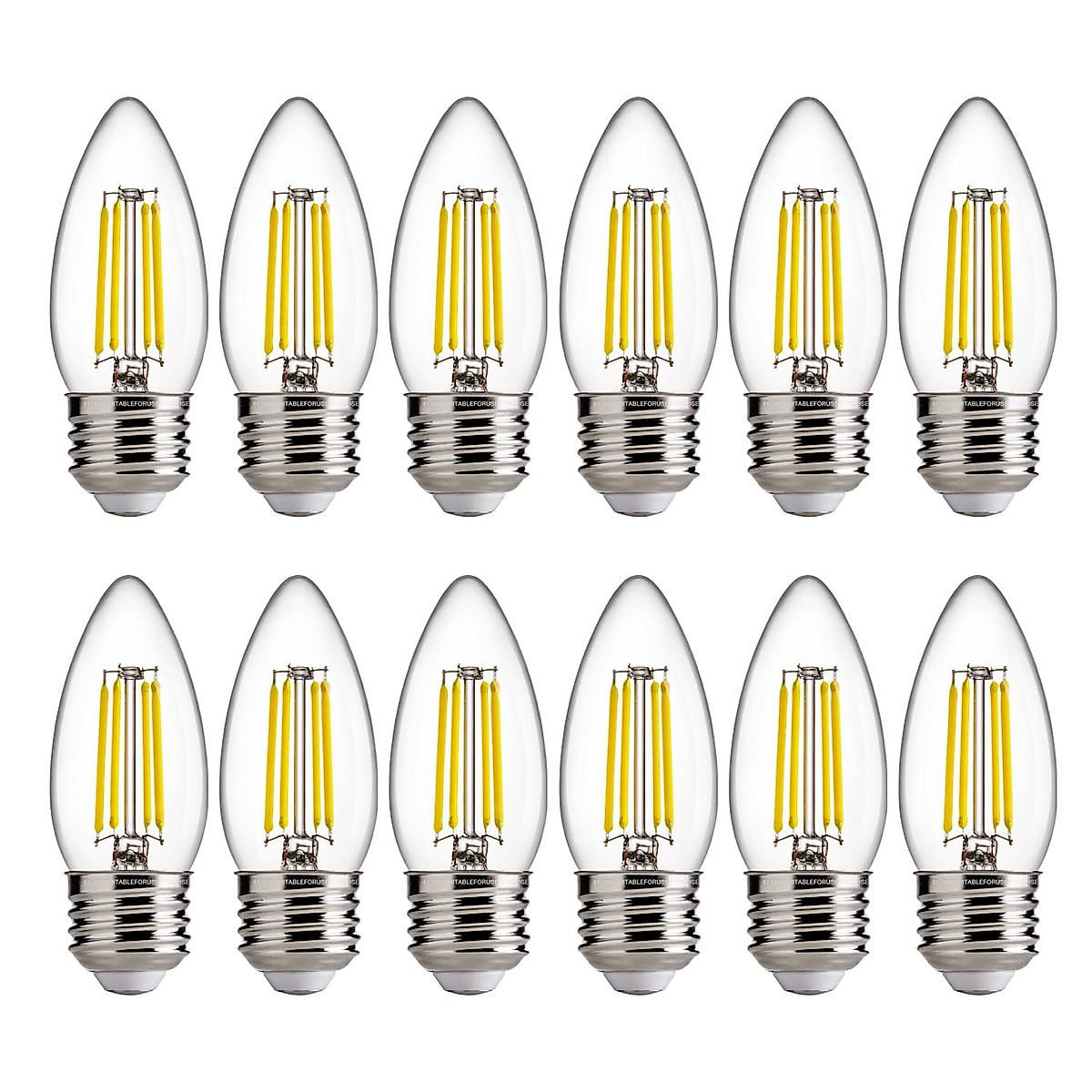 FLSNT 5000K Daylight Dimmable LED Candelabra Bulbs, 60W Equivalent, B11 E26 Base LED Chandelier Light Bulbs, 550LM, 12 Pack