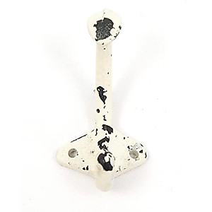 BarnwoodUSA | Distressed White Cast Iron Wall Hook | Chic White Decorative Hook | Wall Mounted Hook for Rustic Style | Distressed White | 3 3/8" L