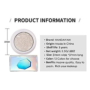 AKARY 12 Colors Glitter Eyeshadow, Mashed Potato Pearlescent Monochrome Eyeshadow Polarized Light Not Smudged Eye Shadow, Highly Pigmented Eye Makeup Cosmetics Gift for Women And Girls Eye Brightening Flash Powder (#03 Golden Brown)