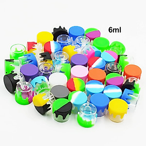vitakiwi 6ml 15ml Glass Wax Concentrate Container Airtight Multi Use Oil Jars with Silicone Lid and Carving Tool (32PCS)