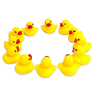 Novelty Place 48Pcs Rubber Duck Float Ducky Baby Bath Shower Toy, Yellow Mini Bath Duckies for Toddlers and Kids Birthday Gift Party Favor Bathtub Decoration