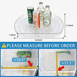 FIRJOY Lazy Susan Turntable for Refrigerator, Square Turntable Organizer for Fridge Cabinet, Pantry, Countertop | 16.5" x 11.1" (Rectangle 2 Pack - Clear)