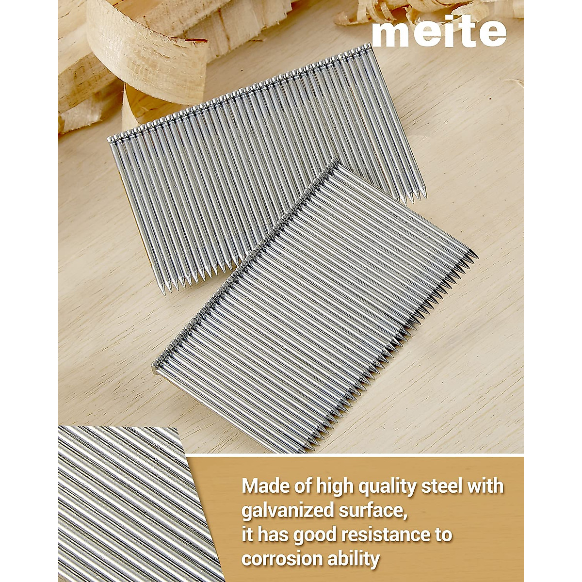 meite 14 Gauge Concrete T Nails for Pneumatic Concrete Nailer Gun - 1-1/2" Length Galvanized Concrete Finish Nails (400 PCS/BOX)