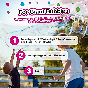 WOWMAZING Bubble Concentrate Solution (up to 4 Gallons) - Big Bubbles (5 Pouches of Bubble Refill) – Just Add Water – Made in USA…