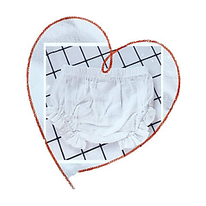 LOOLY Newborn Toddler Kids Cotton Linen Ruffle Bloomer Shorts Diaper Cover 0-2T(100,A-White)