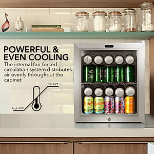 Whynter BR-062WS Stainless Steel Beverage Refrigerator with Lock, 62 Cans, White