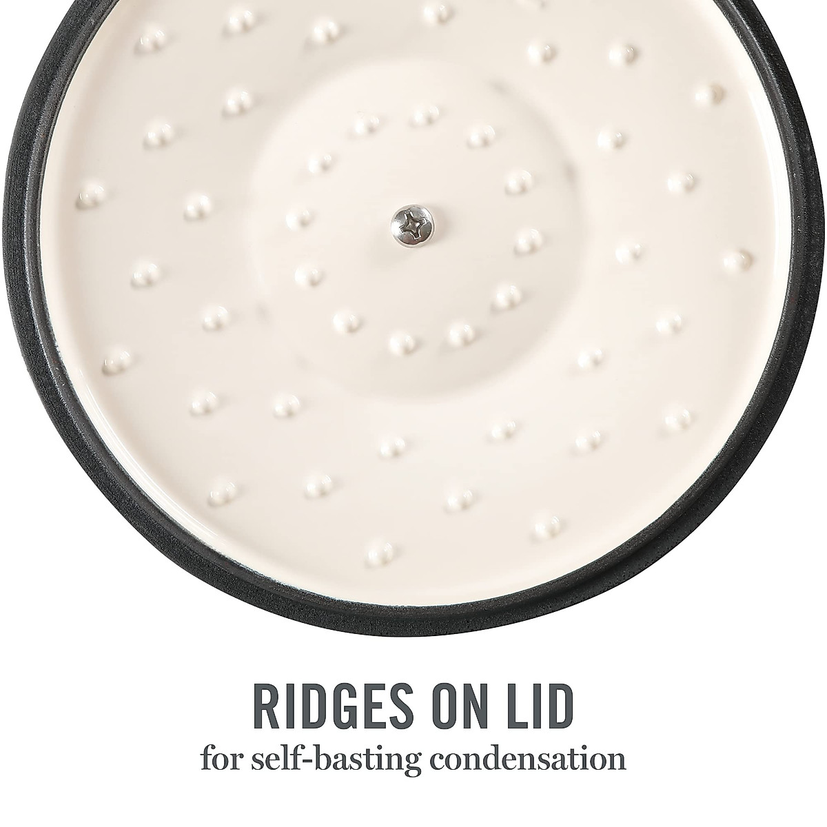 MARTHA STEWART Gatwick 7 QT Enamel Cast Iron Dutch Oven, Linen w/Silver Knob