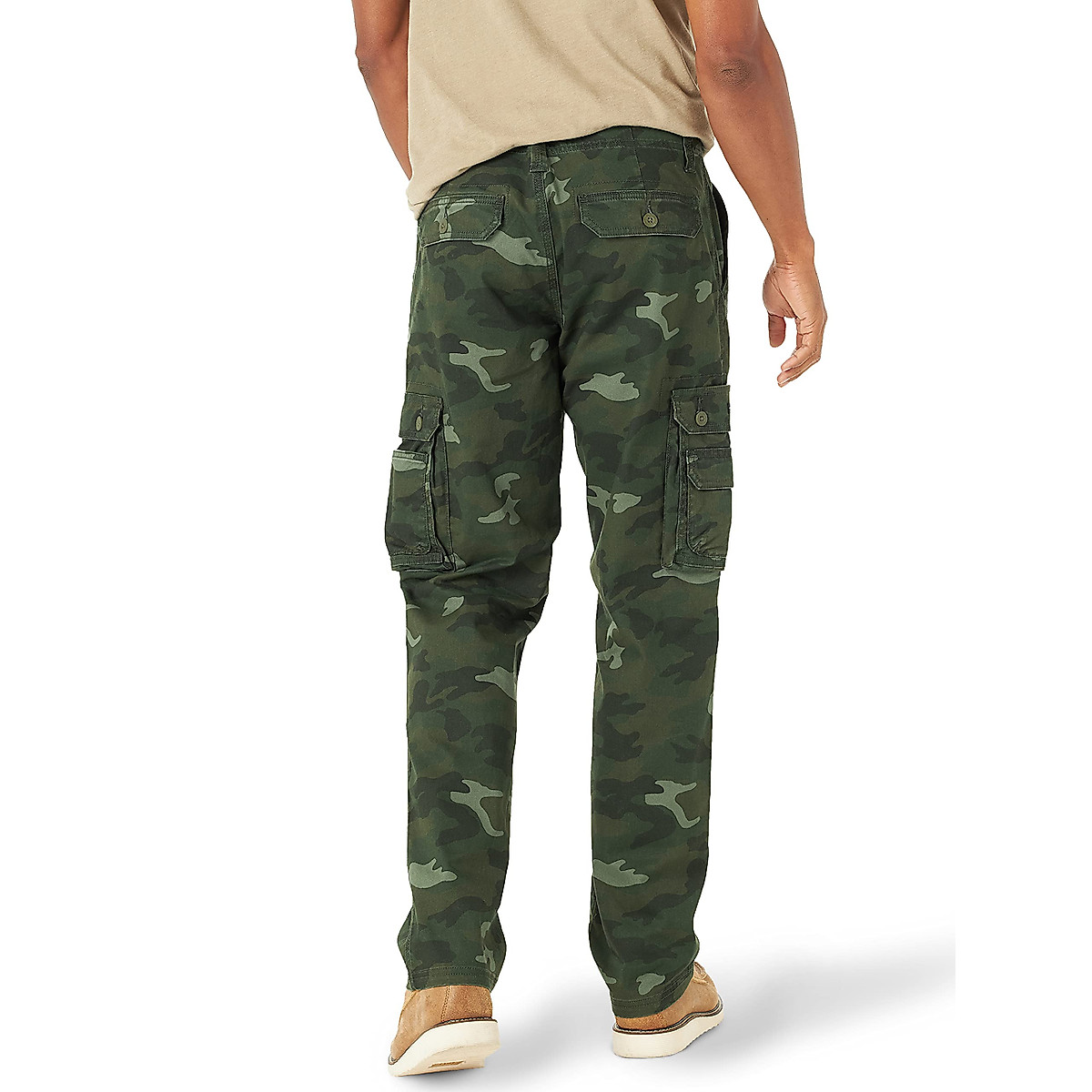 Lee Men's Wyoming Relaxed Fit Cargo Pant, Green Camo, 40W x 32L