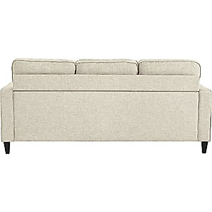 Serta Harmon Square Arm Reversible Sectional Sofa Living Room, Modern L-Shaped 3 Seat Fabric Couch, Cream