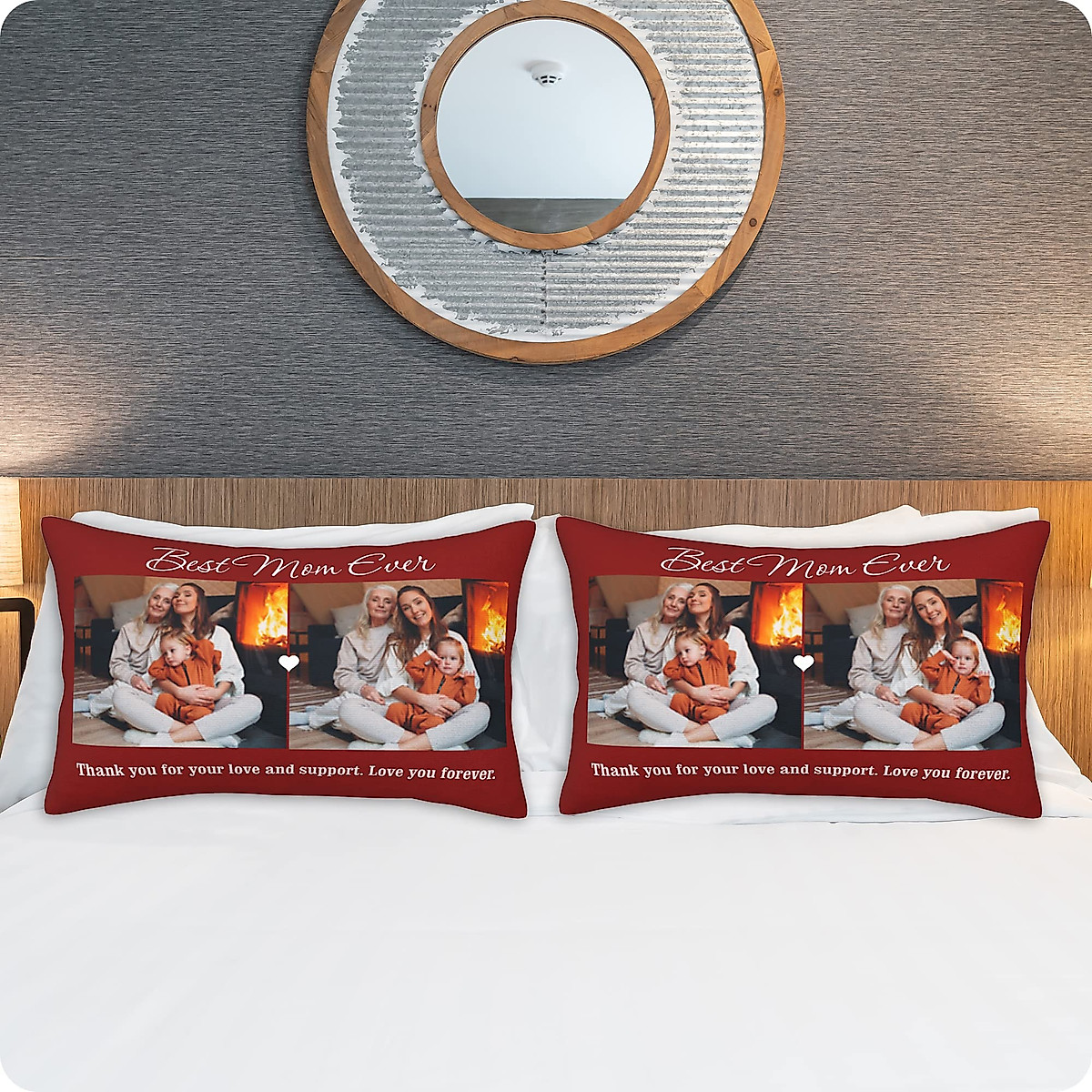 Custom Pillows with Picture Customized Pillow Covers Personalized Add Your Own Design Text Throw Pillow Covers Sofa Car Bedroom Decor Gifts for Men Women Friend Couple (Two-Panel Photo)