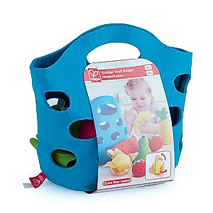 Hape Toddler Fruit Basket |Soft Pretend Food Playset for Kids, Fruit Toy Basket Includes Banana, Apple, Pineapple, Orange and More