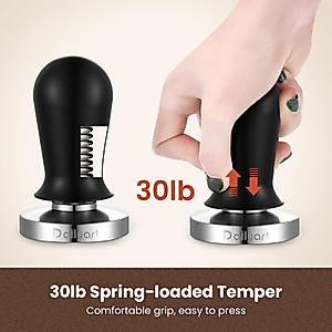 Dailyart 53mm Espresso Tamper - Spring-loaded Coffee Tamper, Barista Espresso Accessories with 30lbs Springs, 100% Flat Stainless Steel Base Tamper Fits Breville Series Portafilter Basket.