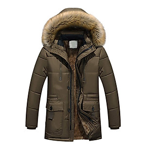 Teresamoon Men Winter Warm Hooded Zipped Thick Solid Fleece Coat Cotton-padded jacket (Most Wished & Gift Ideas)