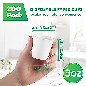 TV TOPVALUE 200 Count - 3 oz Small Paper Cups, Disposable Mouthwash Cups, Mini Paper Cups for Parties and Events