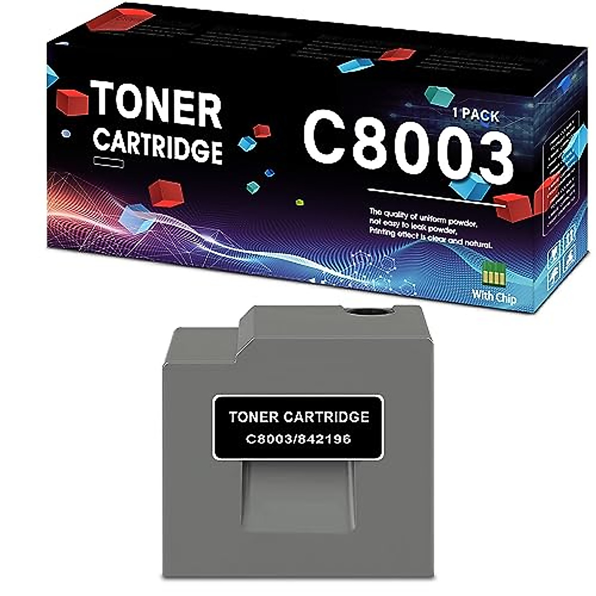 C8003 Black Toner Cartridge (with Chip), 842196 High Capacity Toner Cartridge, Compatible Replacement for IM C6500 IM C8000 MP C6503 MP C8003 Printer.(1 Pack /Black)