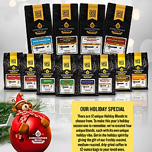 Christopher Bean Coffee - Dark Chocolate Peppermint Bark Flavored Coffee, (Regular Ground) 100% Arabica, No Sugar, No Fats, Made with Non-GMO Flavorings, 12-Ounce Bag of Regular Ground Coffee