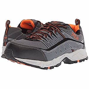 Fila mens Memory at Peak Composite Toe Trail Running Food Service Shoe, Castlerock/Black/Vibrant Orange, 10.5 US