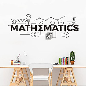 17x44 inch Children Room Mathematics Sign Wall Stickers Math Education Vinyl Decals School Classroom Decoration Motivational Poster Wall Murals HQ951 (Black)