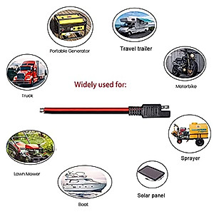 Faoyliye 14AWG SAE Connector Extension Cable,(3Pack) SAE Connector Plug 2 Pin SAE Single Plug Quick Connector Disconnect Plug,SAE Automotive Extension Cable, Solar Panel SAE Plug- 30cm/1ft (14AWG)