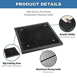 JOYWA Honeycomb Laser Bed（19.68"x 19.68"x 0.87"）,Honeycomb Working Table, for Fast Heat Dissipation and Desktop-Protecting, Compatible with All Laser Cutter
