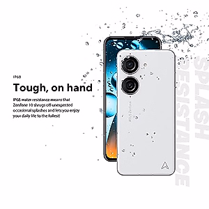ASUS Zenfone 10 Cell Phone, 5.9” FHD+ AMOLED 144Hz, IP68, 4300mAh Battery, 50MP/13MP Dual Camera, 32MP Front Camera, 8GB+256GB, 5G LTE Unlocked Dual SIM, White, AI2302-8G256G-WH [US version]