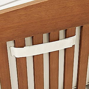 Stamford Eucalyptus Wood 2-Seat Patio Outdoor Bench with Cushions, 57"W x 24"D x 31"H and 47"W x 22"D x 18"H Seat, Weather-Resistant and Durable, Coordinates with Collection, Indoor-Outdoor Furniture