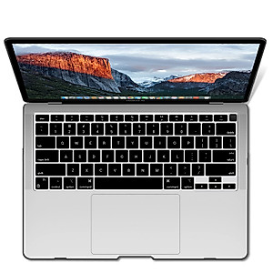 IBENZER Compatible with New MacBook Air 13 inch Case 2022 2021 2020 M1 A2337 A2179 A1932, Plastic Hard Shell Case with Keyboard Cover for Mac Retina Display with Touch ID, Black, MMA-T13BK+1A