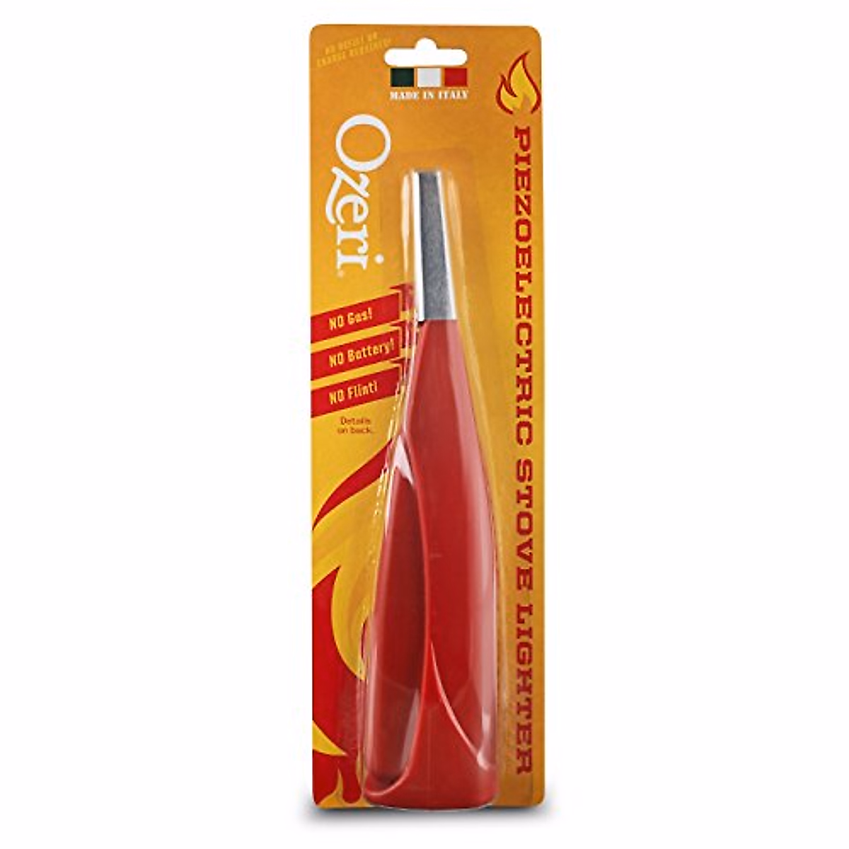 Ozeri Piezoelectric Stove Lighter, Flameless, Red