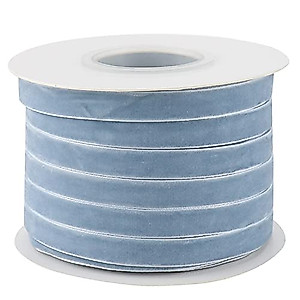 DINDOSAL Dusty Blue Velvet Ribbon 3/8 Inch Single Face Thin Velvet Ribbon for Gift Wrapping, Antique Blue Ribbon Wedding, Ribbon for Hair Bows, Choker, Cafts, Bouquet - 25 Yards