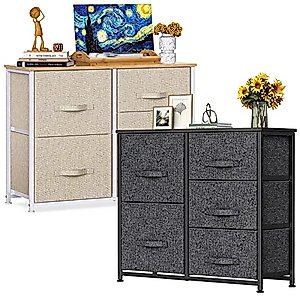 Pipishell Fabric Dresser, 5 Drawer Storage Chest Tower, Organizer Unit for Bedroom, Hallway, Entryway, Closets and Living Room -Sturdy Steel Frame, Wood Top, Easy Pull