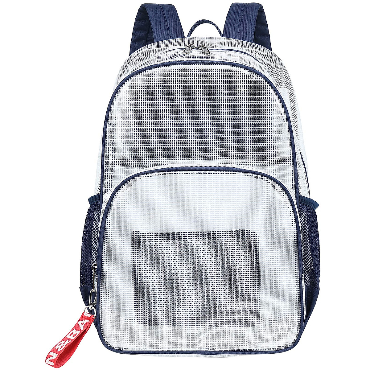 mygreen Heavy Duty Clear Bookbag Durable Plastic Transparent Clear Backpack for School Work Boy Men (Dark Blue, Large)