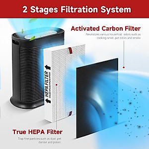HPA100 True HEPA Replacement Air Filter Compatible with HPA094, HPA104, HPA105 HPA3100, HPA5100 Series Purifier, Replace HRF-ARVP100, 3 HEPA Filter R and 3 Pre-Cut Carbon Filter A