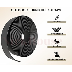 2" x 20' ft Vinyl Strap for Patio Chairs Repair Kit Outdoor Patio Lawn Furniture Repair Strap Strapping Matte Finish (Black) + 20 Free Rivets!