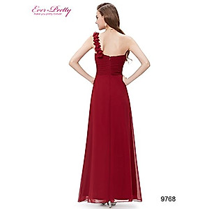 Ever-Pretty Womens Flower One Shoulder Long Bridesmaids Dress 4 US Burgundy