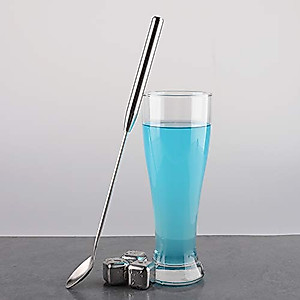 Long Handle Mixing Spoons Stainless Steel Teardrop Bar Drink Cocktail Shaker Stirrer Spoon for Ice Cream Smoothies Malts Milkshakes Juice Coffee Tea Drink (1)