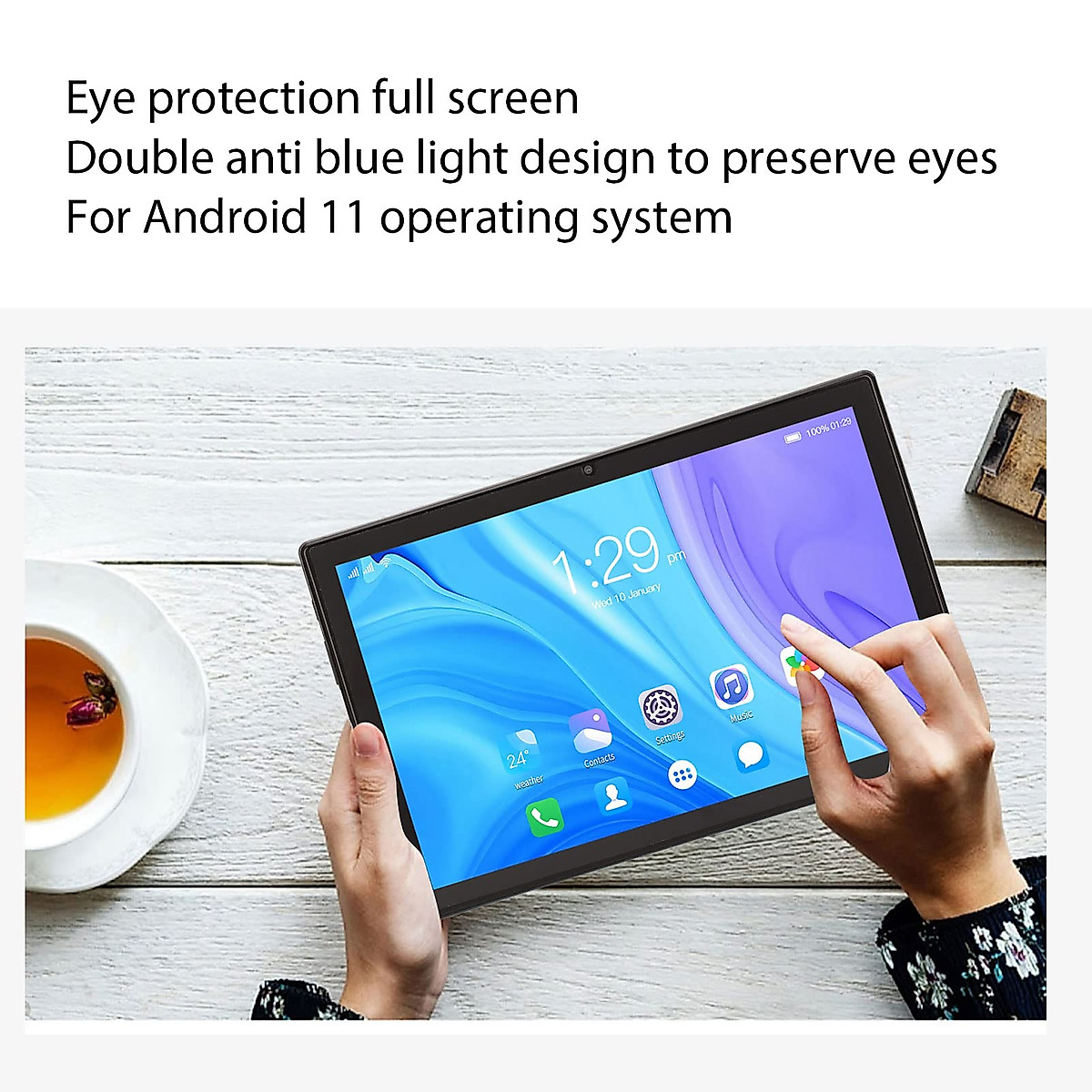 10 Inch Tablet for Android 11, Octa Core CPU 6G RAM 128G ROM, 1920X1200 IPS Screen, 8MP Front 20MP Rear with Flash, 8800mAh 4G Dual Card Dual Standby Calling Tablet(USA)