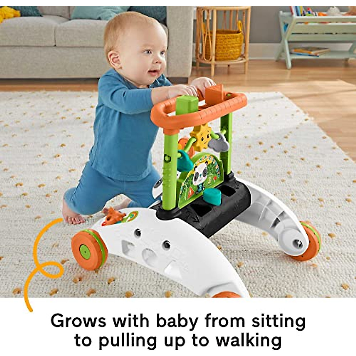 Fisher-Price Baby & Toddler Toy 2-Sided Steady Speed Panda Walker With Smart Stages Learning & Blocks For Ages 6+ Months