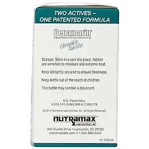 Nutramax Denamarin Liver Health Supplement for Dogs, With S-Adenosylmethionine (SAMe) and Silybin, 30 Chewable Tablets