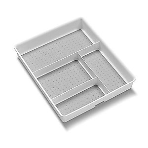 madesmart - 15222 Basic Gadget Tray Organizer - White | BASIC COLLECTION | 4-Compartments | Multi-Purpose Storage | Non-slip Lining | Easy to Clean | Durable | BPA-Free
