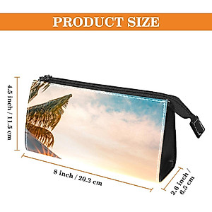 TBOUOBT Cosmetic Travel Bags, Makeup Case, Makeup Bag for Toiletries, Hawaiian Beach Sea Coconut Tree Sunrise