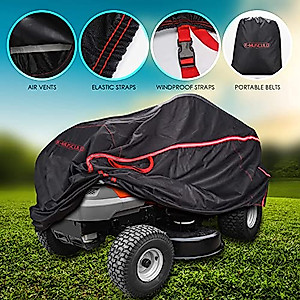 K-Musuclo Riding Lawn Mower Cover, Outdoors Tractor Cover Heavy Duty 600D and Pvc Coating, Waterproof Strip With Drawstring & Cover Storage Bag（72"L X 54"W X 46"H）