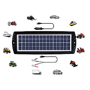 Sunway Solar Car Battery Trickle Charger & Maintainer 12V Solar Panel Power Kit Portable Backup for Car Automotive RV Marine Boat Motorcycle Truck Trailer Tractor Powersports Snowmobile Farm Equipment