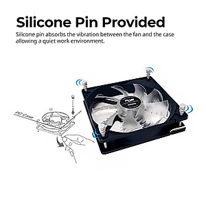 Zalman F2 FBD (SF) Ultra Quiet 92mm FDB Case Fan with Shark Fin Blades, Fluid Dynamic Bearing 150,000 Hour Lifespan, High Airflow 1500 RPM, 20-23 dBA, Anti-Vibration Silicone Pins - Black,ZM-F2 FDB (SF)