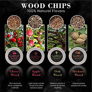 Smoked Old Fashion Whiskey Cocktail Smoker Kit & 4 Wood Chips(Apple, Oak, Cherry and hickory) -Old Fashioned Smoker Kit Bar accessories. Bourbon gifts for men & women. Butane is not included