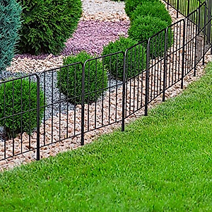 OUSHENG Decorative Garden Fence 10 Pack, Total 10ft (L) x 24in (H) No Dig Rustproof Metal Wire Fencing Border Animal Barrier, Flower Edging for Landscape Patio Yard Outdoor Decor, Square