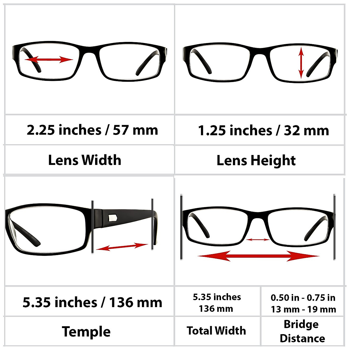 TruVision Readers Reading Glasses - 9504H - 3 Pack - Black - 1.75